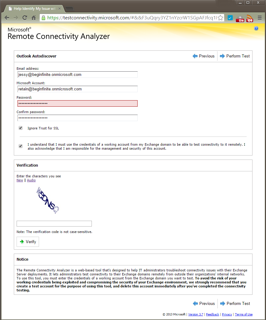 Remote Connectivity Analyzer: Testing Exchange / O365 Connectivity