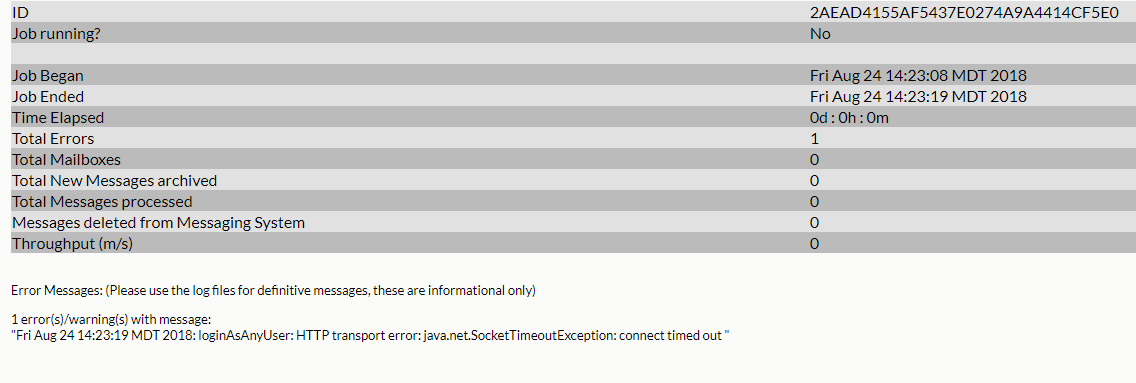 Worker HTTP transport error Connect Timed Out